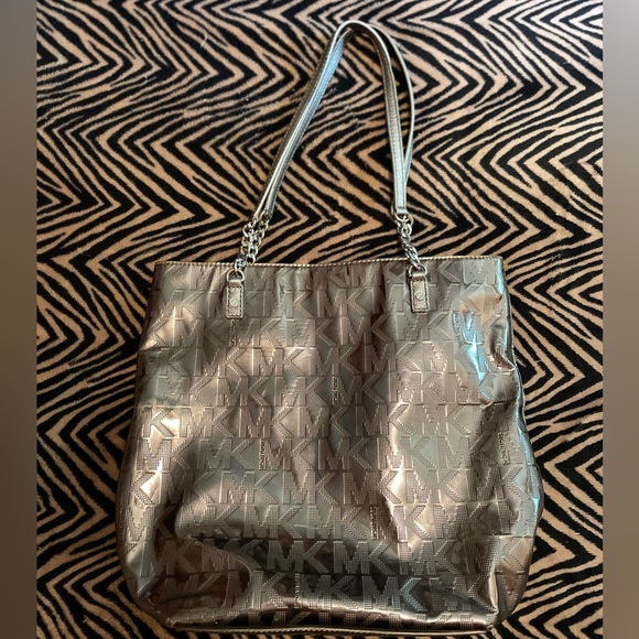 Michael Kors | Bags | Michael Kors Silver Monogram Bag | Poshmark